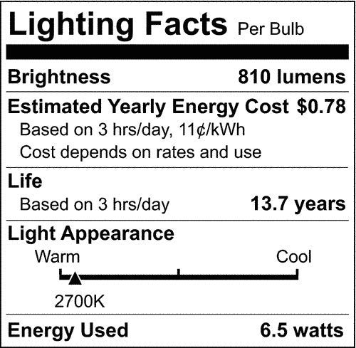 S9576 6.5BT15/CL/LED/E26/27K/120V 6 Bulbs