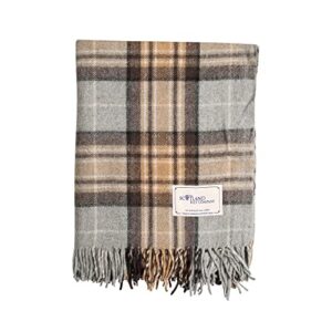 the scotland kilt company knee travel rug tartan wool blanket - mackellar - fringed edges, lightweight, soft machine washable plaid shawl