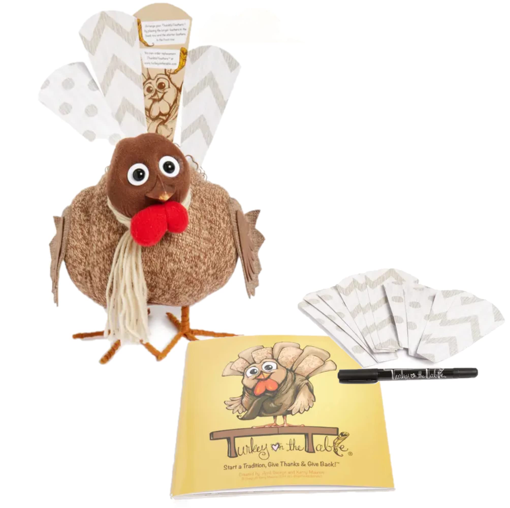 Turkey On The Table Thanksgiving Activity for Kids and Families (Includes Book, Turkey, Pen, & 13 Double Sided Feathers) - Give Thanks & Start a New Holiday Tradition - Doubles as Table Centerpiece