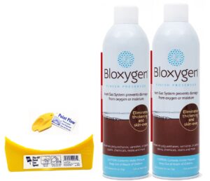 bloxygen preserver with plow and spout, 2 cans 0.41 oz. of 100% natural argon gas, inert gas can preservation system for paint/auto chemicals/varnish/food & wine preserver, home improvement