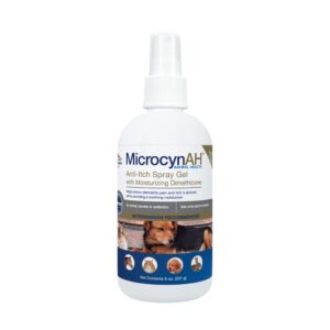 microcynah anti-itch spray gel with moisturizing dimethicone for dogs| non-toxic spray formulated to sooth | veterinarian recommeneded non-toxic formula | 8oz