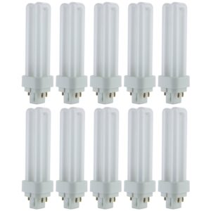 sunlite pld13/e/sp41k compact fluorescent pld 4-pin double u-shaped twin tube, 13 watts, 120 volts, 780 lumens, 4100k cool white, 4-pin g24q1 base, 10 pack