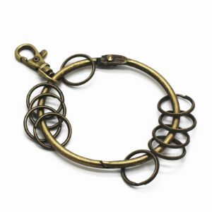 weichuan metal antique bronze keychain/key holder/key ring/key hooks - antique bronze round large circular ring with 10 small rings (pack of 1)