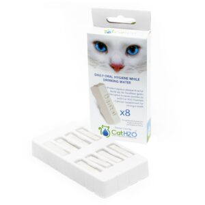 dog h20 & cat h2o 8 piece dental care, suitable for both dog h2o & cat h2o water fountain, off white tablets (dh08dc)