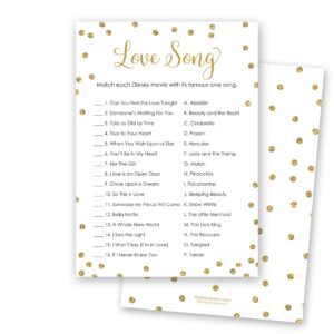 myexpression.com 24 cnt love song match bridal game cards (faux gold glitter on white)