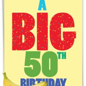 NobleWorks - 50th Big Funny Birthday Card (8.5 x 11 Inch) - Group Milestone Notecard for Year Old, Birthday Congrats - Big 50 J3940BDG