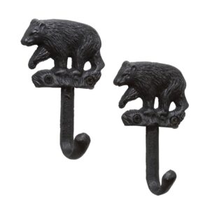 black forest decor cast iron bear hooks - set of 2