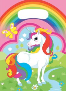 amscan 9902106 - rainbow unicorn kids birthday party plastic loot bags - 8 pack