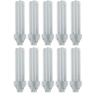 sunlite pld18/e/sp35k/10pk 3500k neutral white fluorescent 18w pld double u-shaped twin tube cfl bulbs with 4-pin g24q-2 base (10 pack)