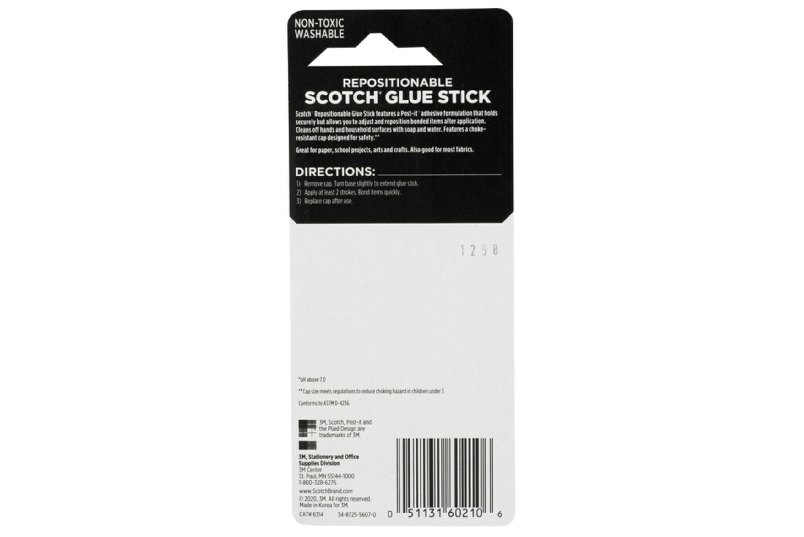 Removable Restickable Glue Stick.49oz, Repositionable Stick (3-Pack)