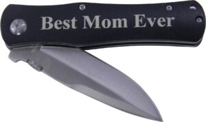 best mom ever folding pocket knife - great gift for mothers's day birthday or christmas gift for mom grandma wife (black handle)