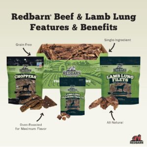 Redbarn Choppers Beef Lung Dog Chews, Natural, Made in USA, High-Protein Low-Fat, Grain-Free, Single Ingredient for All Dog Sizes(Pack of 8)