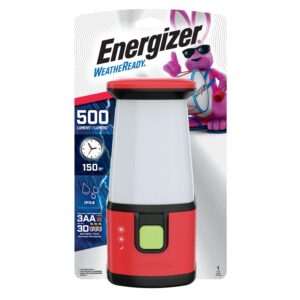 energizer led camping lantern flashlight, battery powered led lanterns for hurricane supplies, survival kit, camping accessories, 500 lumens water resistant camping light