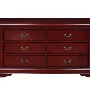 Acme Louis Philippe Rectangular Wood 6-Drawer Dresser in Cherry