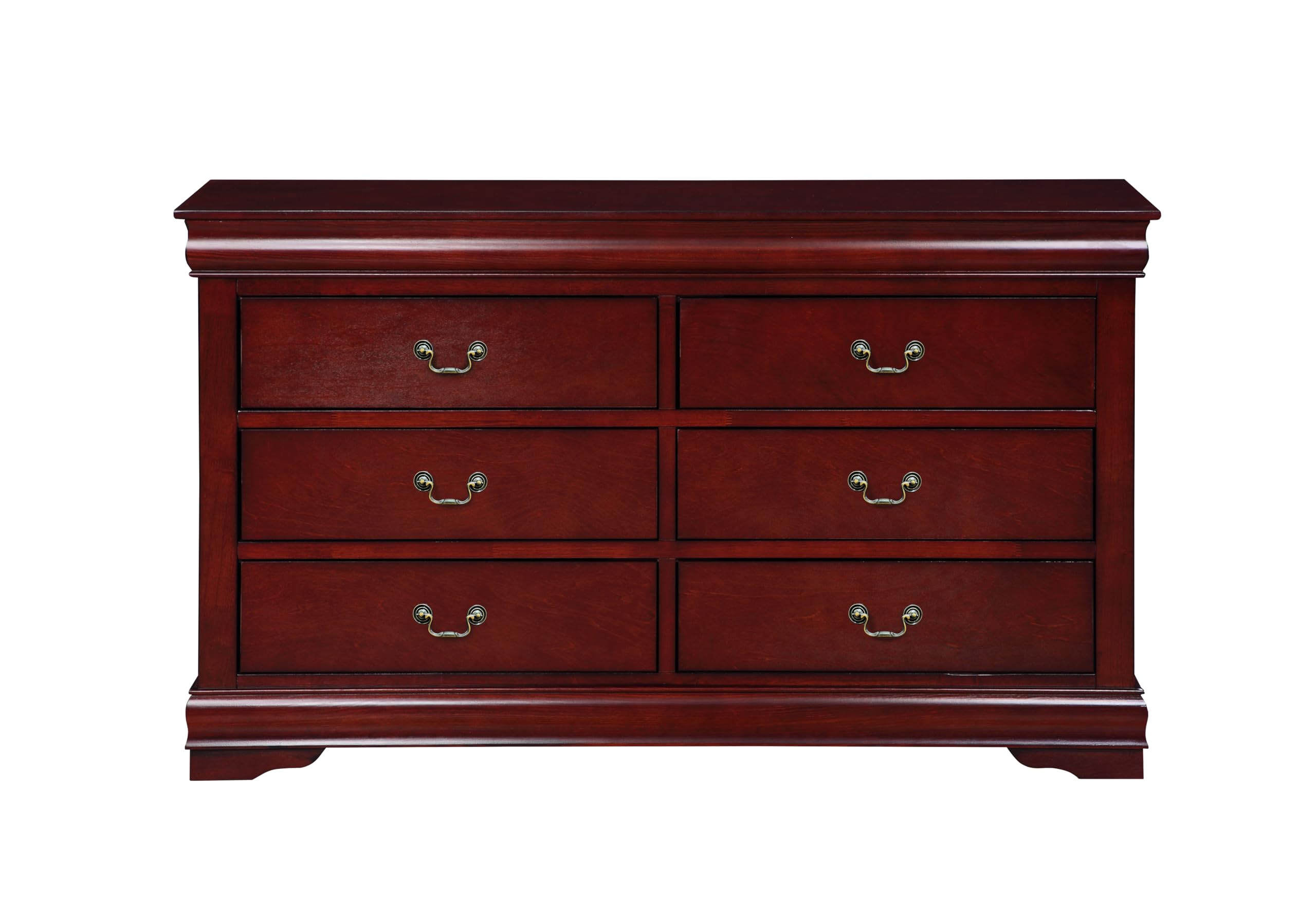 Acme Louis Philippe Rectangular Wood 6-Drawer Dresser in Cherry