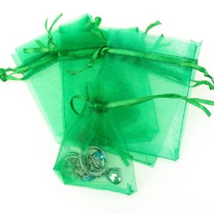 Akstore 100PCS 4x6inch (10x15cm) Drawstring Organza Jewelry Favor Pouches Wedding Party Festival Gift Bags Candy Bags (Green)