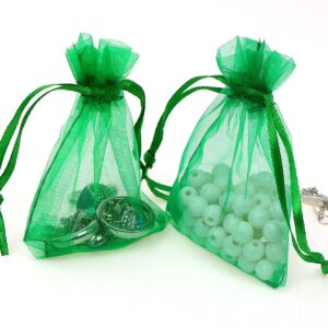 Akstore 100PCS 4x6inch (10x15cm) Drawstring Organza Jewelry Favor Pouches Wedding Party Festival Gift Bags Candy Bags (Green)