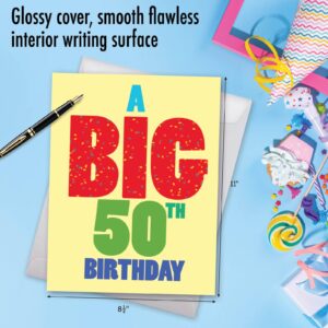 NobleWorks - 50th Big Funny Birthday Card (8.5 x 11 Inch) - Group Milestone Notecard for Year Old, Birthday Congrats - Big 50 J3940BDG