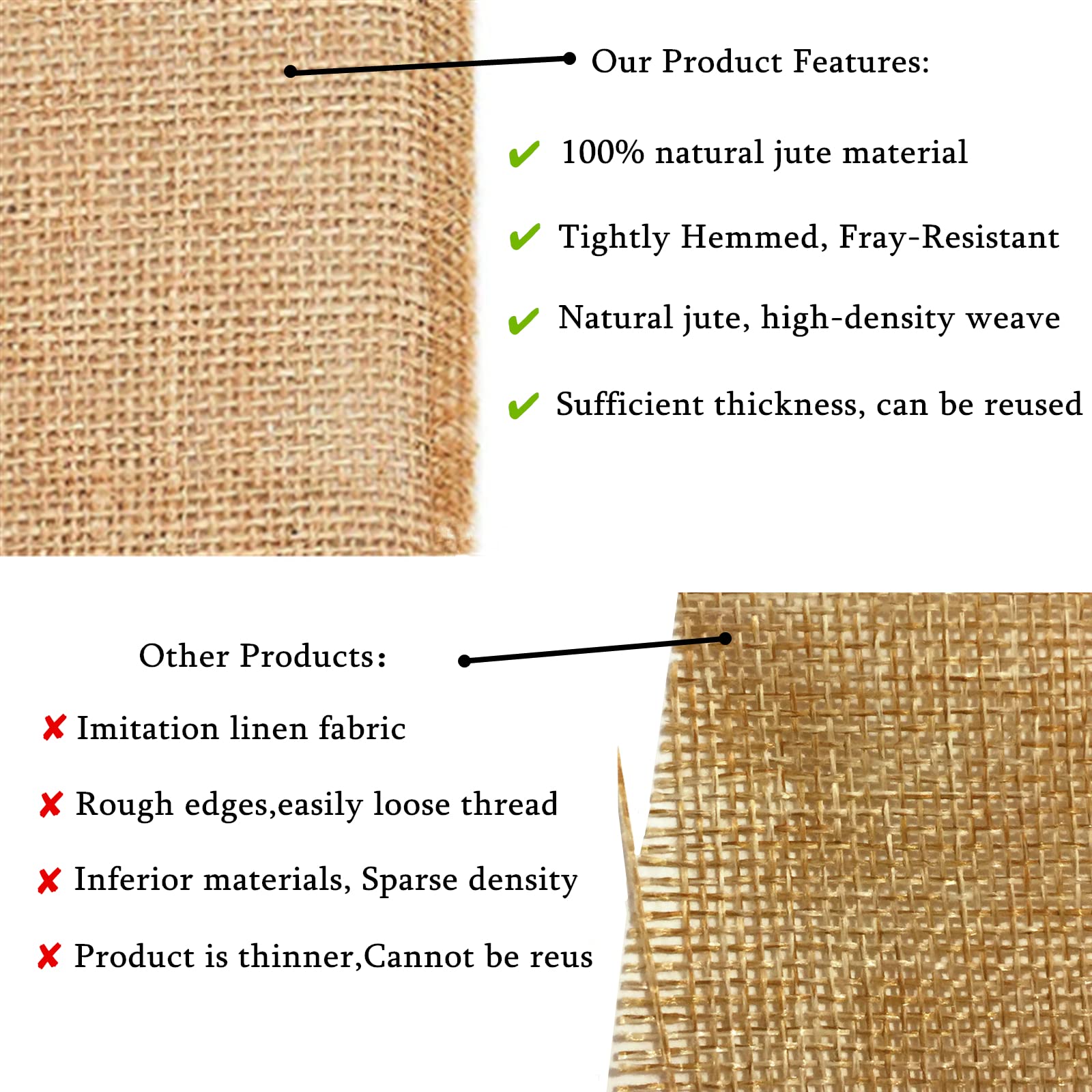 100% Natural Jute Burlap Table Runner 12" X108''- Rustic Wedding Party Decoration Table Runner Decoration - Dining Table Runner Roll - Kitchen Table Runner - Baby Shower Reception Jute Table Runner