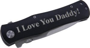 i love you daddy! folding pocket knife with pocket clip - (black handle)