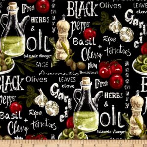 farmer john garden vegetable mix black, quilting fabric by the yard