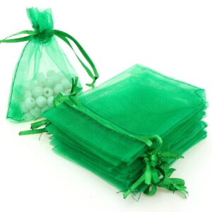 akstore 100pcs 4x6inch (10x15cm) drawstring organza jewelry favor pouches wedding party festival gift bags candy bags (green)