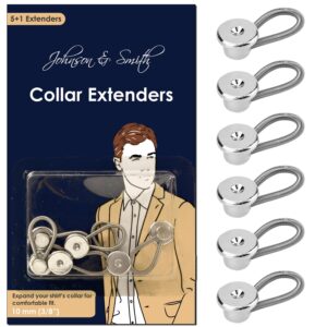 johnson & smith collar extenders/neck extender/wonder button for 1/2 size expansion of men dress shirts, 5 +1 pack, 3/8"