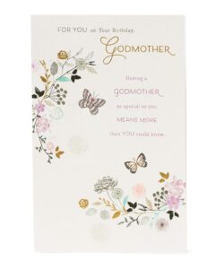 uk greetings ‎ godmother birthday card - birthday card for her - flowers and butterflies design