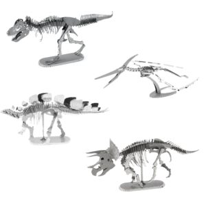 metal earth fascinations 3d metal model kits set of 4 dinosaurs - t-rex, stegosaurus, triceratops and pteranodon