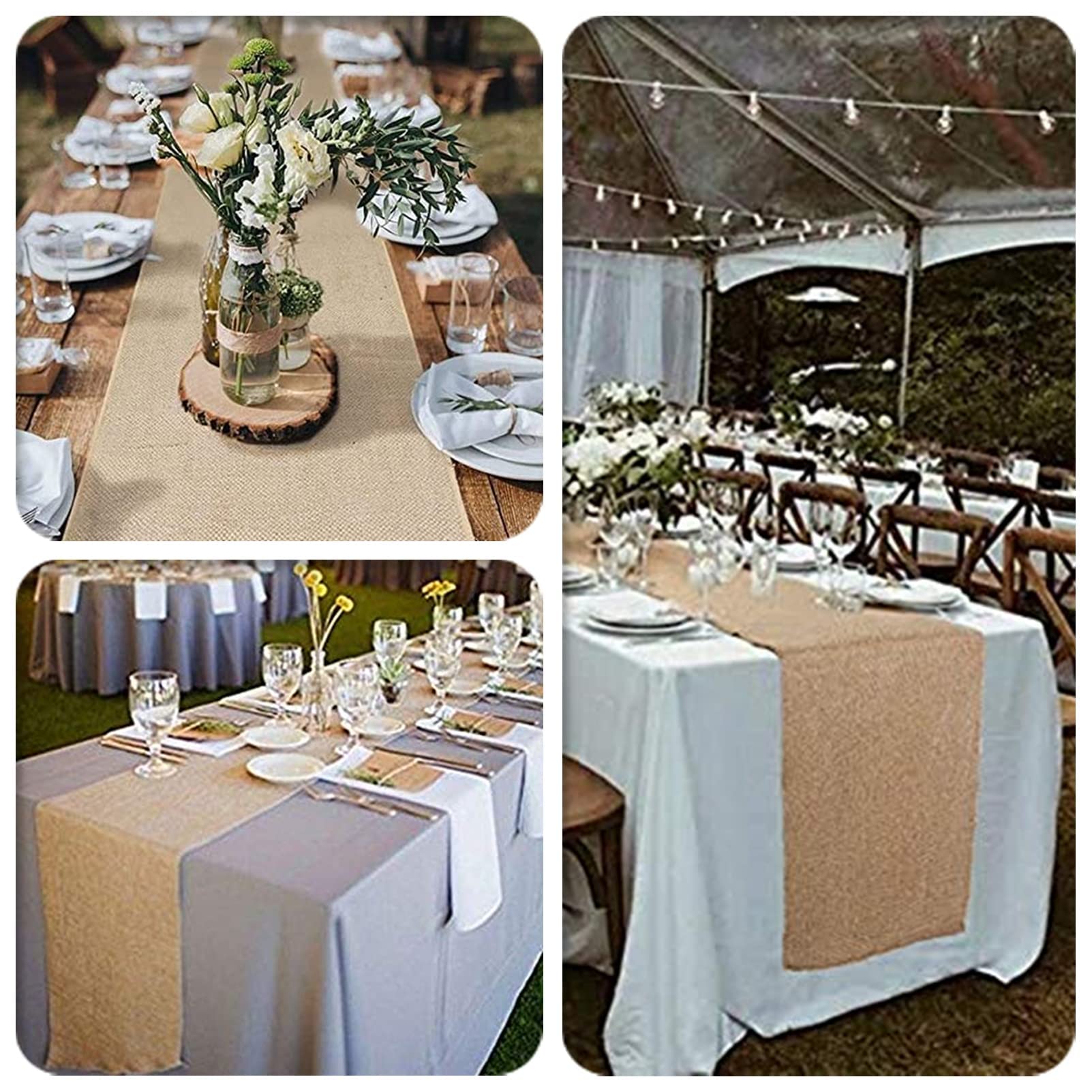 100% Natural Jute Burlap Table Runner 12" X108''- Rustic Wedding Party Decoration Table Runner Decoration - Dining Table Runner Roll - Kitchen Table Runner - Baby Shower Reception Jute Table Runner