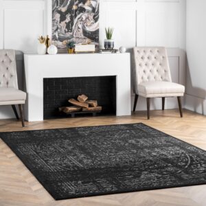 nuloom arlena vintage traditional area rug - 8x12 area rug modern/contemporary black/grey rugs for living room bedroom dining room kitchen