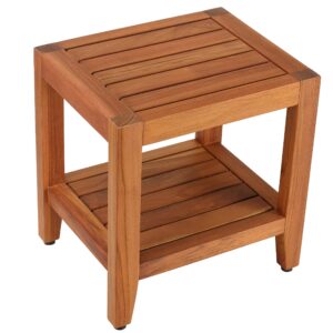 Bare Decor Stillwater Spa 19" Bench with Shelf in Solid Teak, BARE-ET4502