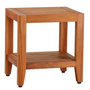 bare decor stillwater spa 19" bench with shelf in solid teak, bare-et4502