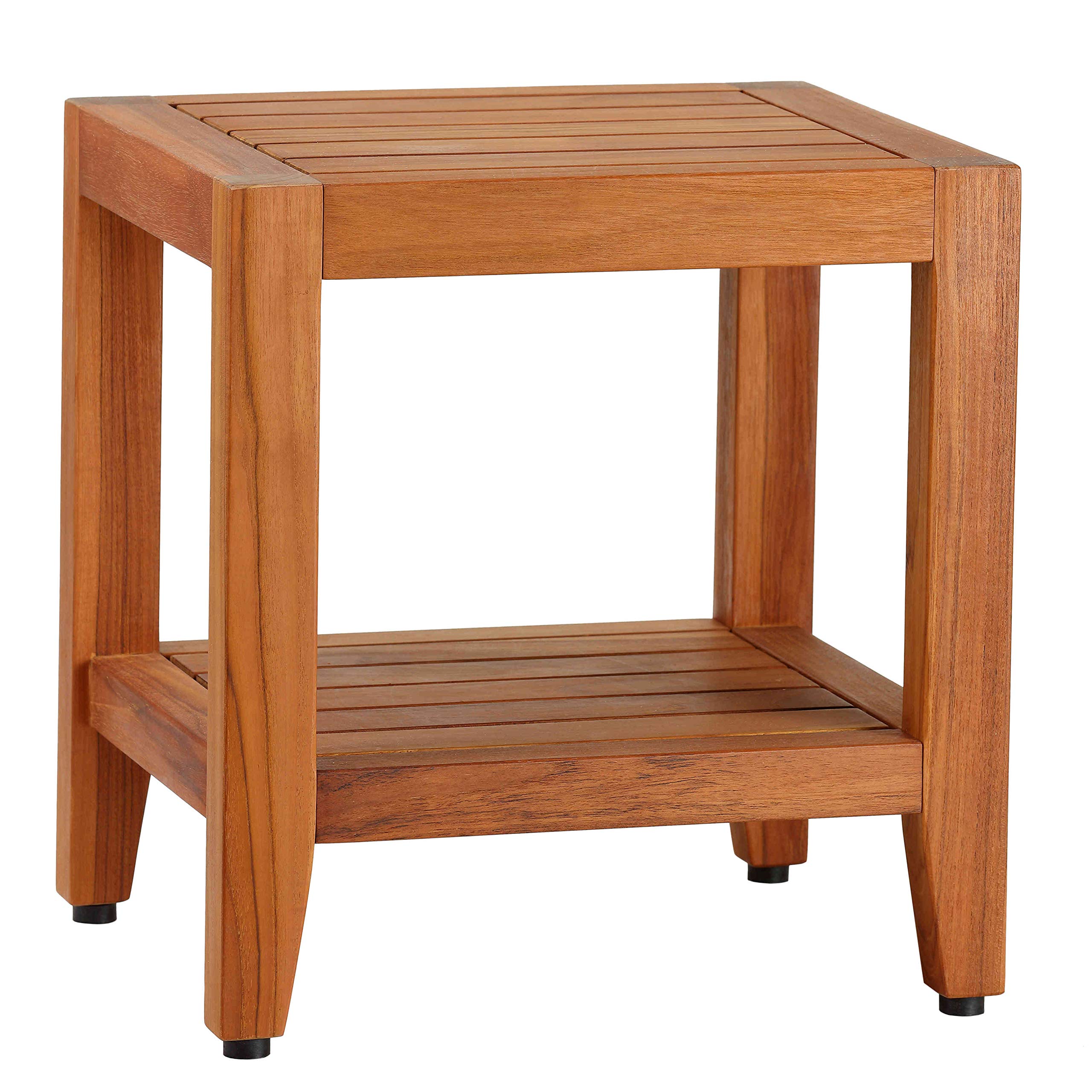 Bare Decor Stillwater Spa 19" Bench with Shelf in Solid Teak, BARE-ET4502