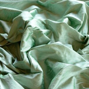 iridescent ice green dupioni silk, 100% silk fabric, by the yard, 44" wide