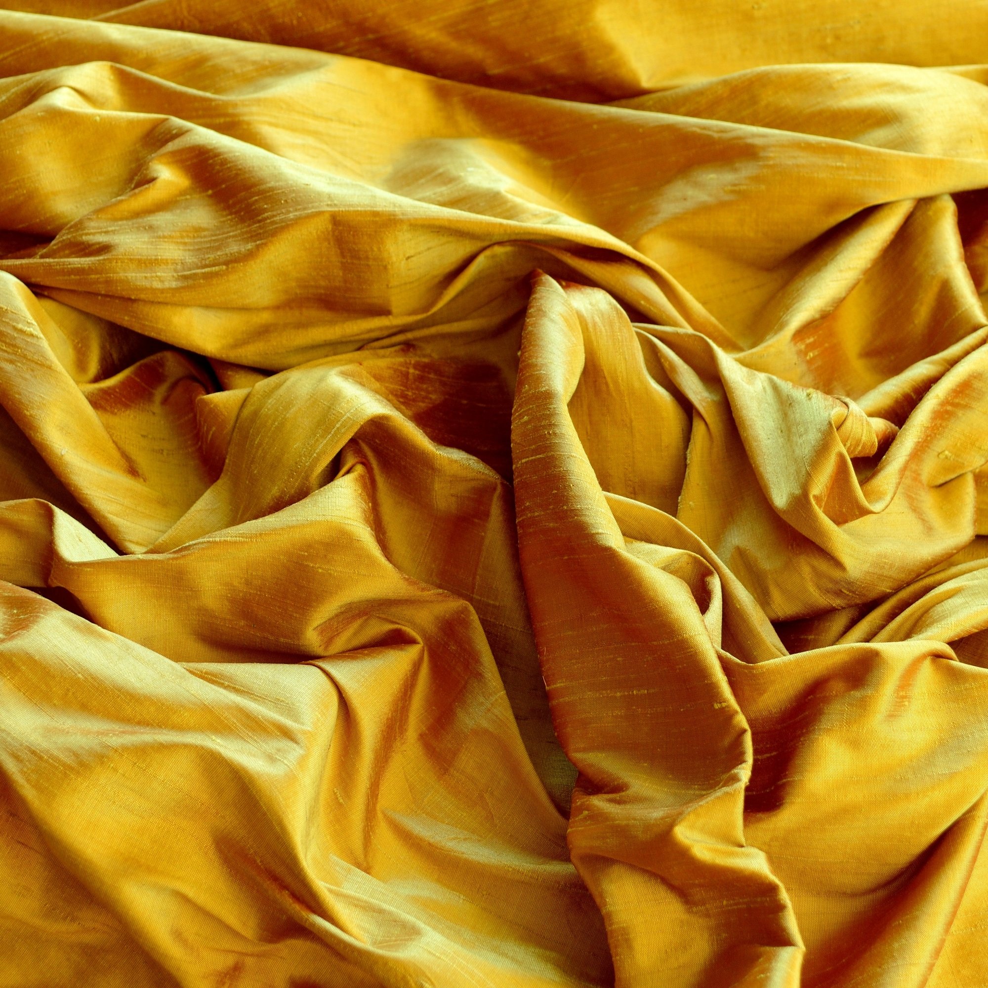 44" Wide - Iridescent Sunset Gold Dupioni Silk, 100% Silk Fabric, By The Yard