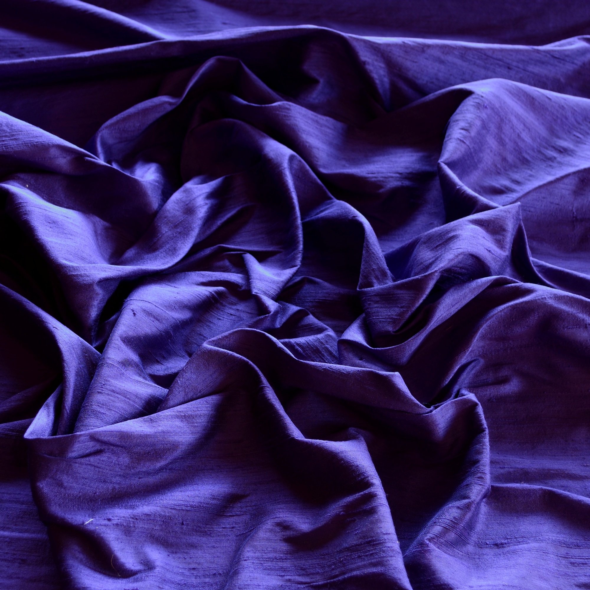 54" Wide - Iridescent Sapphire Blue Dupioni Silk, 100% Silk Fabric, by The Yard