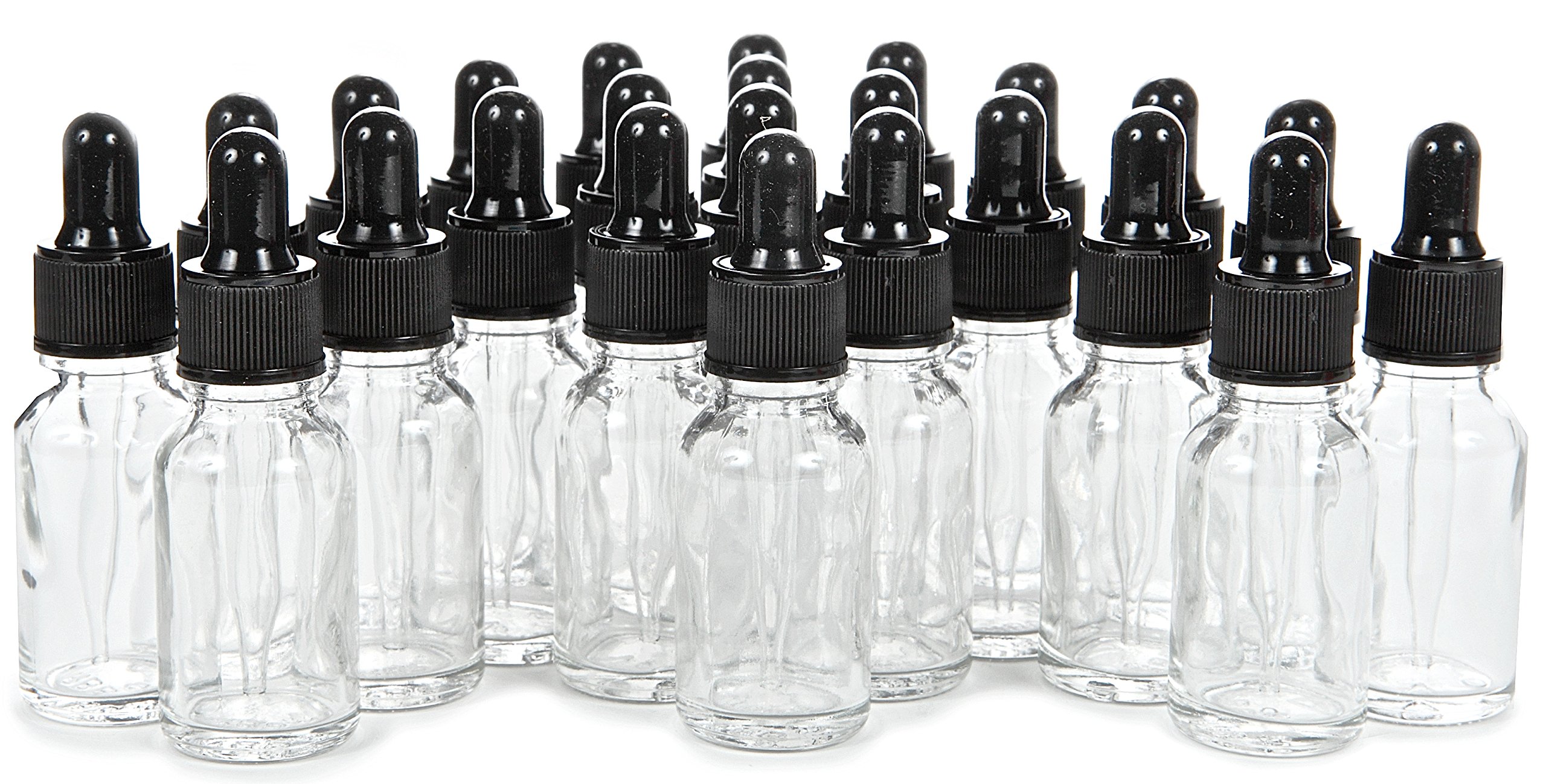 Vivaplex, 24, Clear, 15 ml (1/2 oz) Glass Bottles, with Glass Eye Droppers