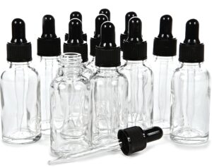 vivaplex, 12, clear, 2 oz glass bottles, with glass eye droppers