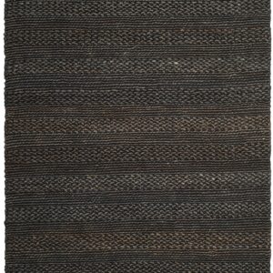 SAFAVIEH Natural Fiber Collection Area Rug - 6' x 9', Charcoal, Handmade Braided Woven Jute, Ideal for High Traffic Areas in Living Room, Bedroom (NF212C)