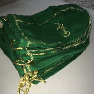 Pack of 10 Green Crown Royal Bags w/Gold Drawstrings from 1 Liter Bottles (9 inch x 5.5 inch) for Gift Bags, Carrying Card Games or Dice Bulk Fabric for quilting sewing or crafts (10)