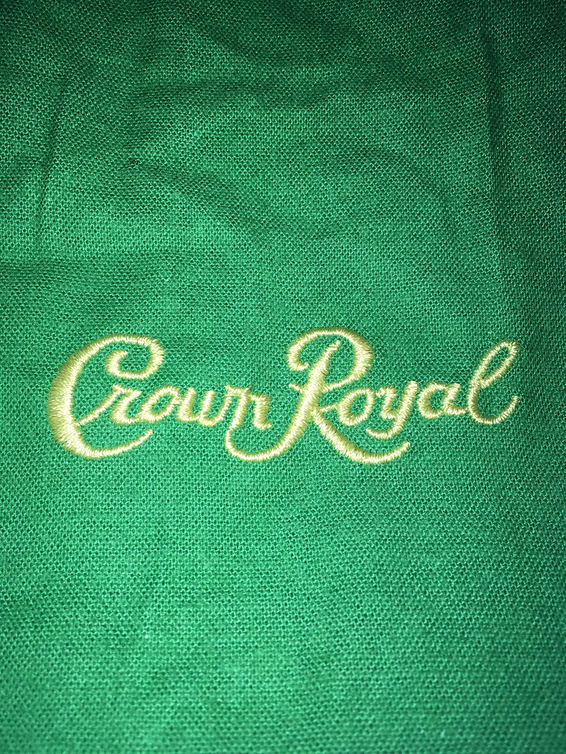 Pack of 10 Green Crown Royal Bags w/Gold Drawstrings from 1 Liter Bottles (9 inch x 5.5 inch) for Gift Bags, Carrying Card Games or Dice Bulk Fabric for quilting sewing or crafts (10)