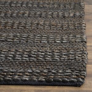 SAFAVIEH Natural Fiber Collection Area Rug - 6' x 9', Charcoal, Handmade Braided Woven Jute, Ideal for High Traffic Areas in Living Room, Bedroom (NF212C)