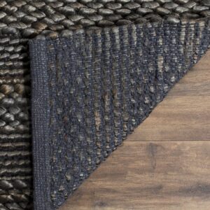 SAFAVIEH Natural Fiber Collection Area Rug - 6' x 9', Charcoal, Handmade Braided Woven Jute, Ideal for High Traffic Areas in Living Room, Bedroom (NF212C)