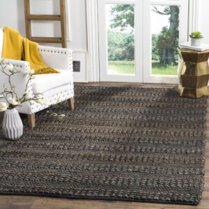 safavieh natural fiber collection area rug - 6' x 9', charcoal, handmade braided woven jute, ideal for high traffic areas in living room, bedroom (nf212c)