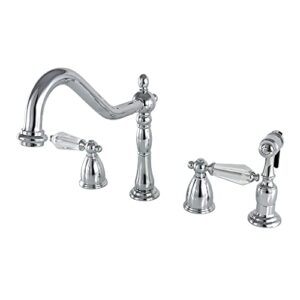 Kingston Brass KB1791WLLBS 8" to 16" Widespread Kitchen Faucet with Brass Sprayer, 8-1/4" in Spout Reach, Chrome