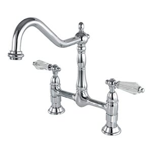 kingston brass ks1171wll wilshire bridge kitchen faucet, 8-3/4" in spout reach, polished chrome