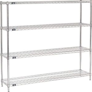 nexel 14" x 72" x 63", 4 tier adjustable wire shelving unit, nsf listed commercial storage rack, chrome finish, leveling feet