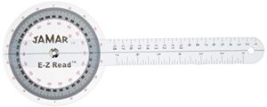 jamar ez read 12.5" (32cm) goniometer, easy to read manual range of motion measure tool, accurate angle measuring device, transparent protractor instrument, inch & centimeter linear measurement