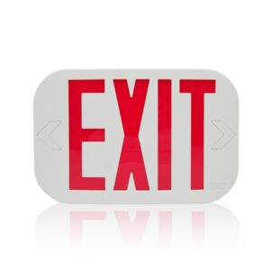 toplighting (double sided) led exit sign light, emergency light, dual face, smd new gen. red letter lighting, ul & etl certified, battery back up, wall, ceiling, side mount, agg2166